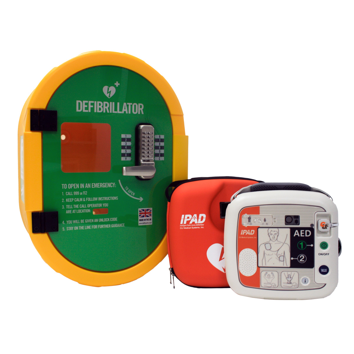 Defibsafe 2 Lockable Cabinet and iPAD SP1 Fully Automatic AED Bundle | St John Ambulance